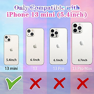 Goocrux (4in1 Case for Apple iPhone 13 Mini Butterfly Glitter Handmade Sequin Sparkle Pretty for Women Girls Clear Design Crystal Sparkly Cute Girly Phone Cases+Chain+Camera Cover+Screen Protector