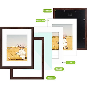 Golden State Art, 11x14 Picture Frame with Mat for 8x10 - High Definition Glass Wall Mounting Horizontal Vertical Display (Brown, 2 Pack)