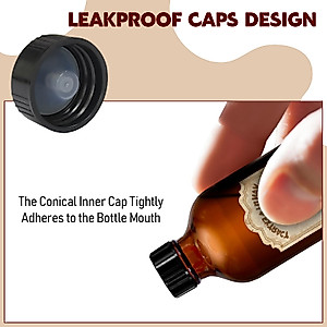 NVioAsport 8 Pack 4 Ounce Amber Glass Bottle with Lids Vanilla Extract Homemade Brown Bottle 4 oz and 8 Pcs Vanilla Extract Stickers for Syrup Gift Glass Food Storage Canister Set Sauce Beans