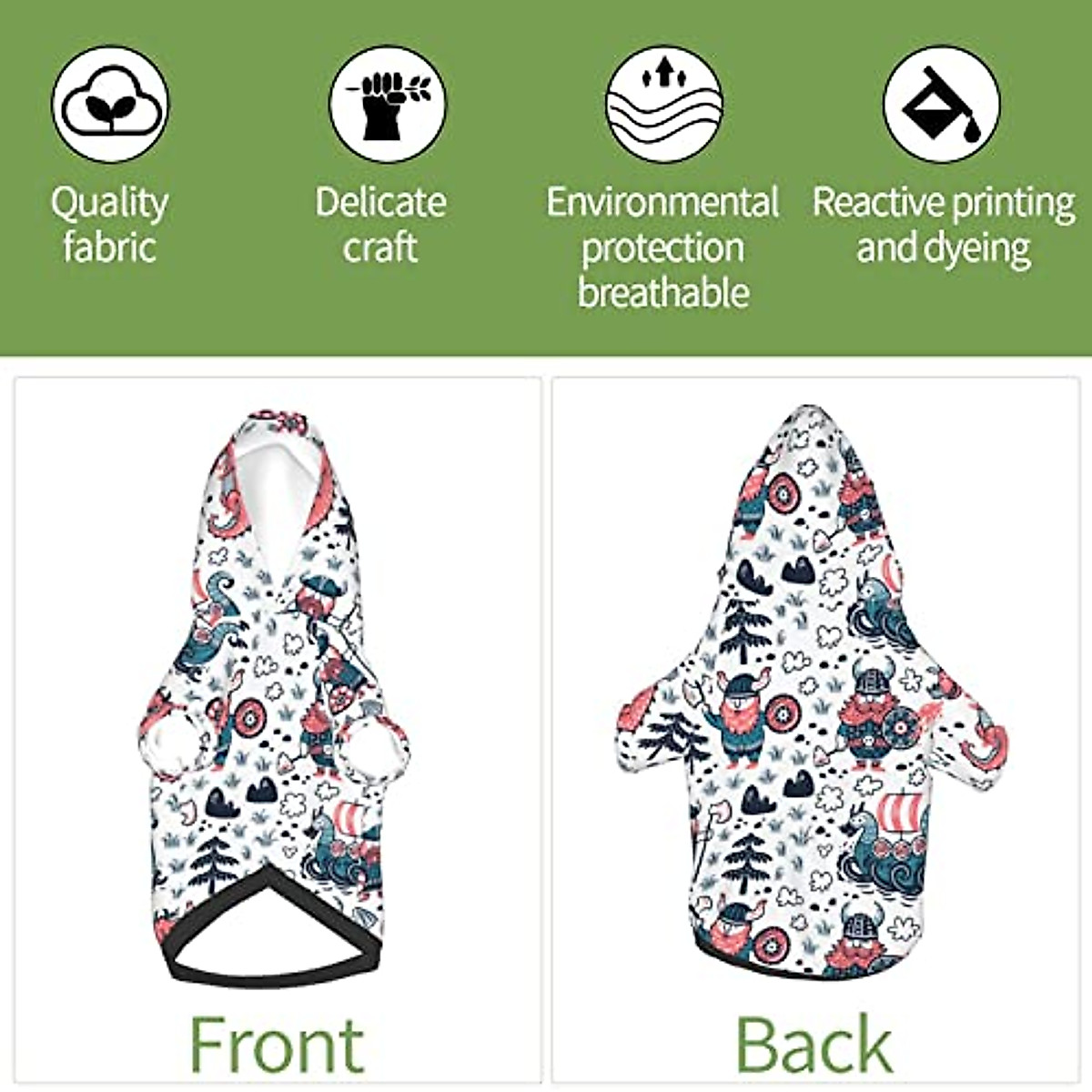 Vikings Dragon Dog Hoodies, Pet Clothes Costumes, Cute Cartoon Pets Wear Hoodie Sweatshirt Outfit for Dogs Cats Outdoor (Large)