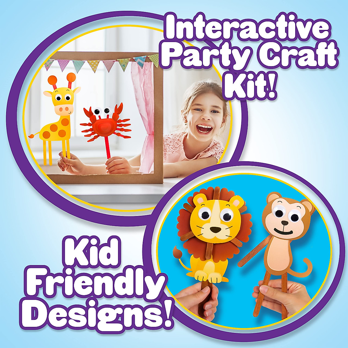 Creative Kids Preschool Crafts for Kids Create 12 Pop Stick Art Figures with 400+ Stickers & Punch Outs Toddler Art Set, Fine Motor Activities for Toddlers Arts and Crafts for Kids Age 3+