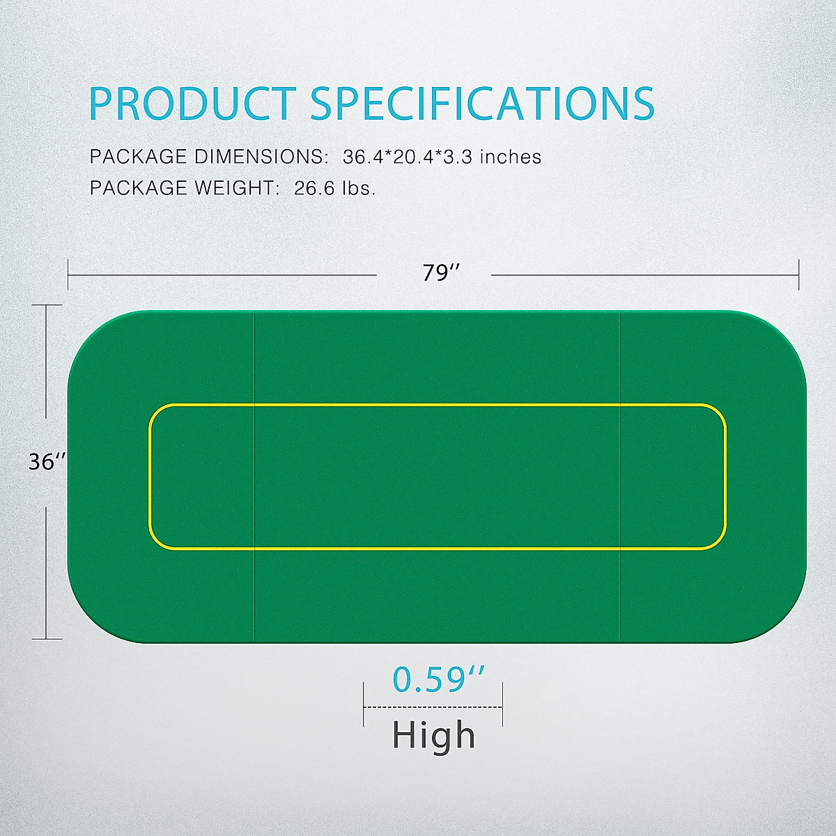 VIVOHOME 79 x 36 Inch Foldable 8-Player Texas Poker Card Table top Layout Portable Anti-Slip Rubber Board Game Mat with Cup Holders and Carrying Bag Green