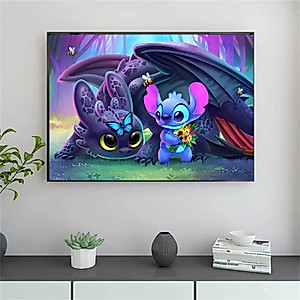 Clendo 2 Pack Stitch Diamond Painting Kits for Adults Beginner, 5D DIY Full Drill Diamond Dots Gem Art Paint with Round for Gifts Home Wall Decor(12x16 inch)