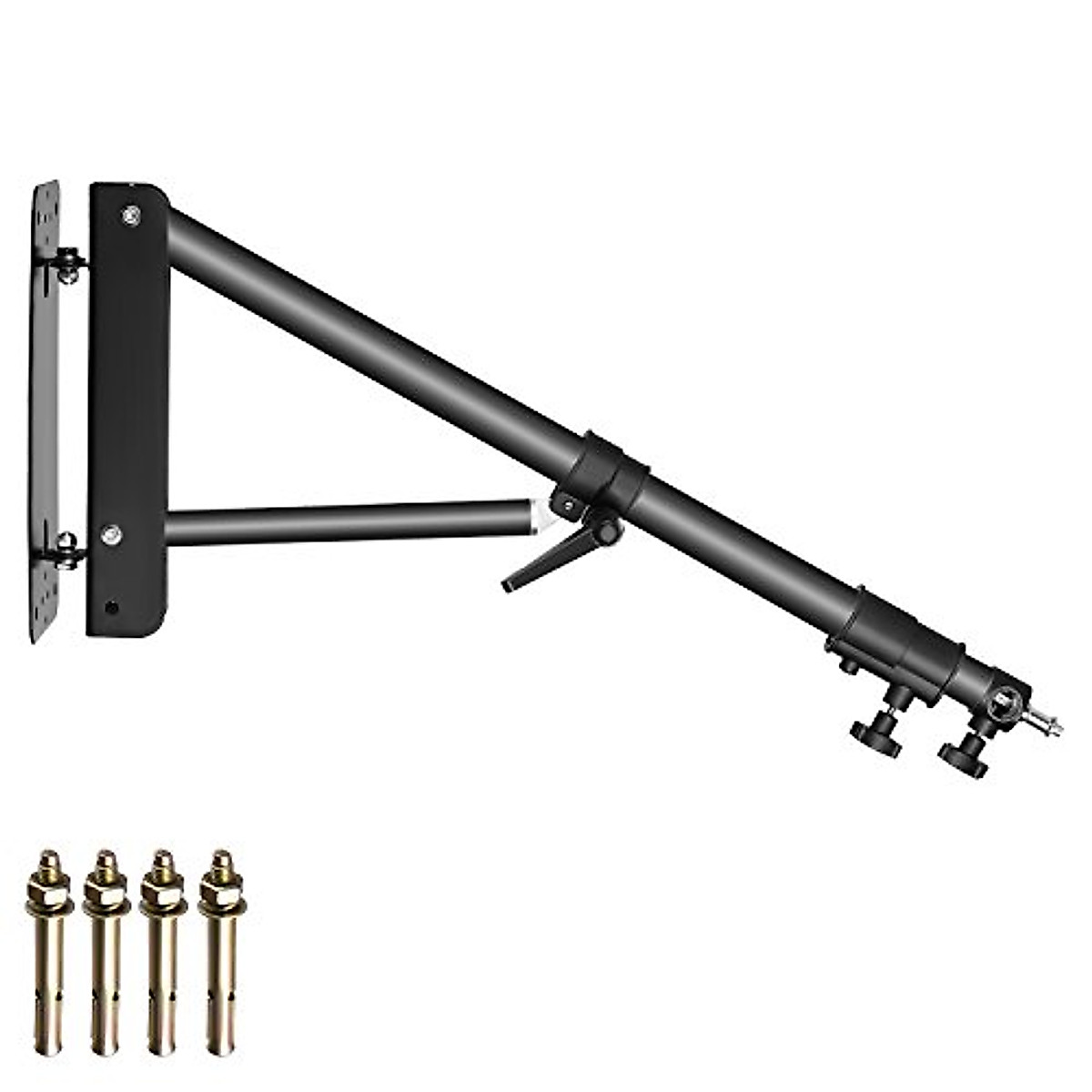 Neewer Wall Mounting Boom Arm with Triangle Base for Photography Studio Video Strobe Light Monolight Softbox Umbrella Reflector, 180 Degree Rotation, Max Length 66.5 inches/169centimeters (Black)