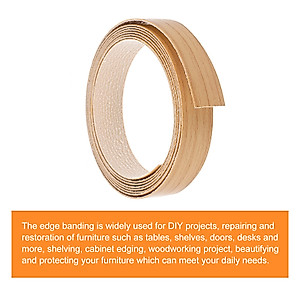 uxcell Edge Banding, 1-1/8 inch x 24.6ft Pre-Glued Wood Veneer Edging Iron-on Flexible Edge Banding for Cabinet Repair Furniture Restoration, Walnut