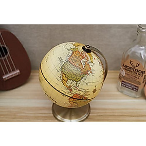 Annova Antique Globe Dia 5.5-inch / 14CM - Educational/Geographic/Modern Desktop Decoration - Stainless Steel Arc and Base - for School, Home, and Office (Antique 5.5“)