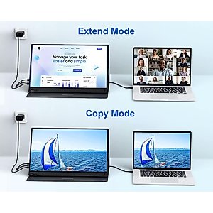 PONKLOIE Portable Monitor for Laptop 15.6” FHD 1080P Laptop Monitor, External Screen Computer Display with Speakers USB C HDMI Computer Monitor for MacBook Pro PC PS5, Include Smart Cover