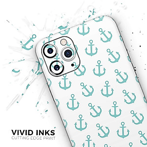 Design Skinz Teal Micro Anchors - DesignSkinz Protective Vinyl Decal Wrap Skin Cover Compatible with The Apple iPhone 5s/SE (2013-2019) (Full-Body, Screen Trim & Back Glass Skin)