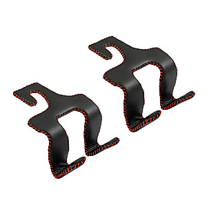 AUCELI Leather Car Seat Headrest Hook, 2 in 1 Auto Back Seat Hanger, 2 Pack Car Storage Holders, Vehicle Backseat Organizer for Purses Coats Umbrellas Bags, Universal Interior Accessories (Black/Red)
