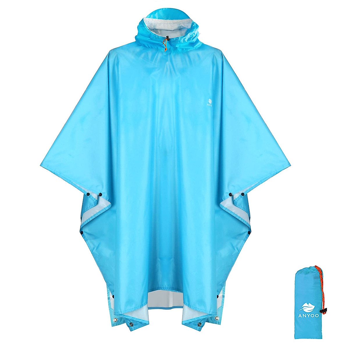 ANYOO Hooded Rain Poncho for Adults Waterproof Lightweight Rain Coats for Men Women Reusable Rain Jacket for Emergency Camping Outdoor Activities