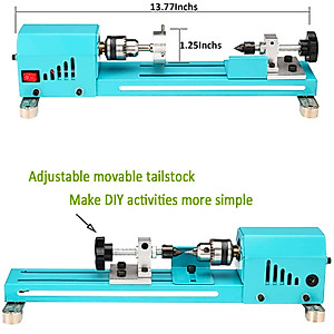 Mini Lathe Wood Lathe Machine Multi-Purpose Type Lathe Milling Cutting Grinding Polishing Professional Table Top Lathe Tool Kit
