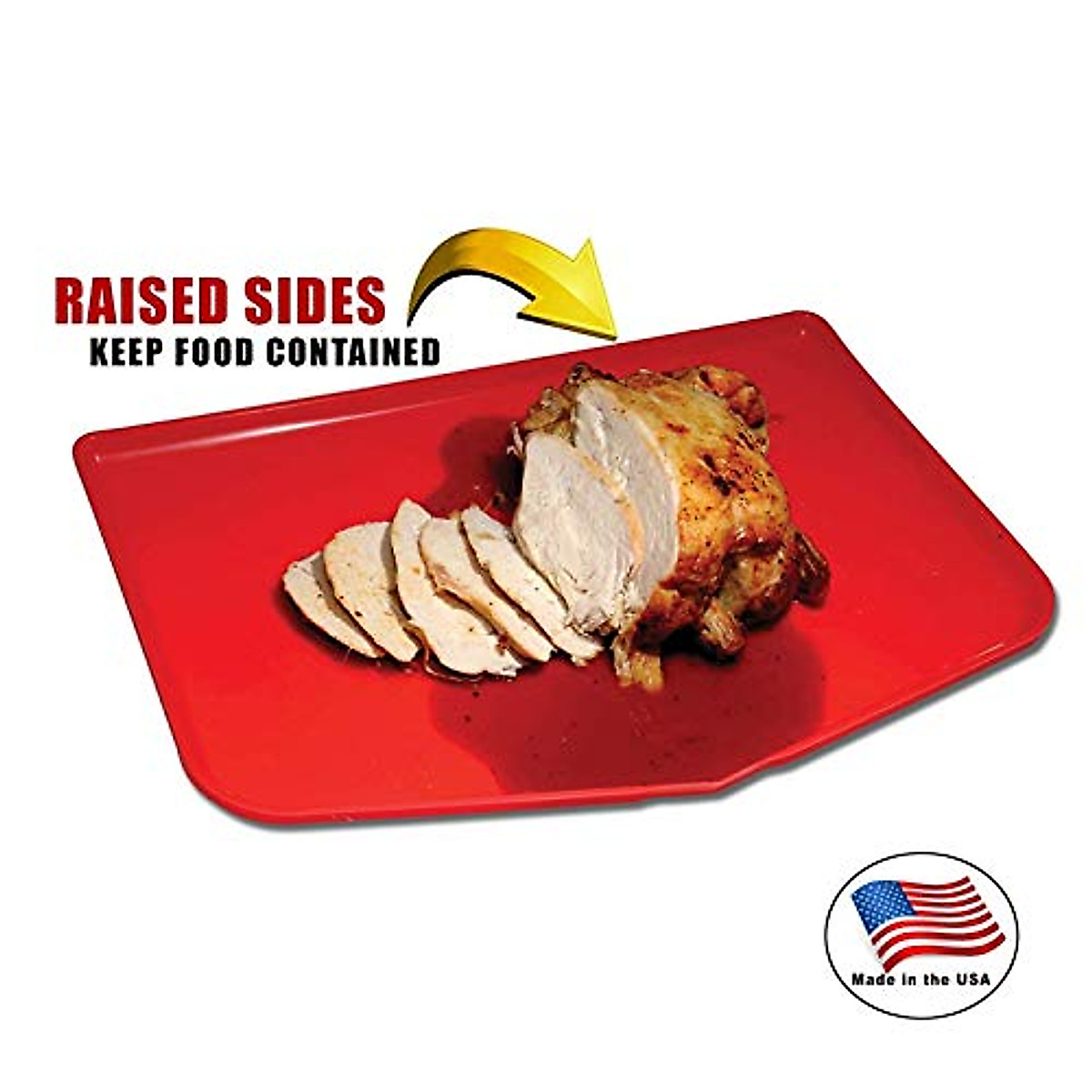 Chop Keeper Chopping Tray with Raised Sides and Easy-Guide Funnel, Red, Green and Yellow, 3-Pack - Argee RG909/3