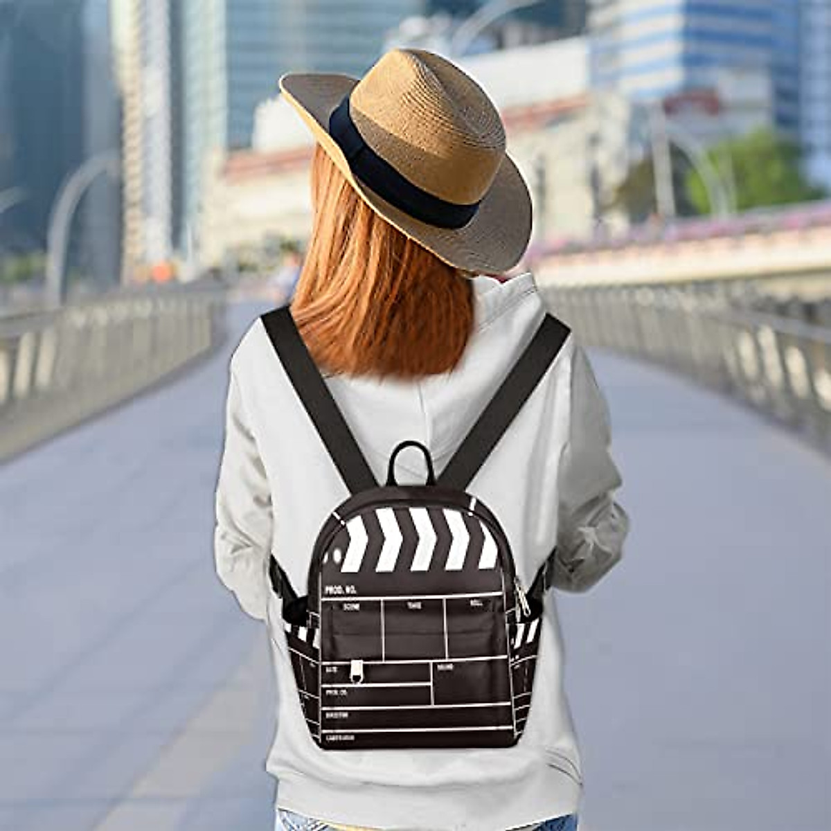 Black Movie Clapboard Mini Backpack for Women Girls, Small Backpack Purse Travel Shoulder Bag Casual Lightweight Daypack Fashion Backpack