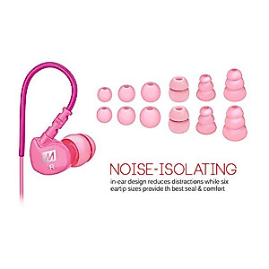 MEE audio Sport-Fi M6 Noise Isolating In-Ear Headphones with Memory Wire (Pink)