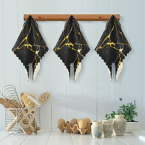 Dish Cloths Dish Towels Kitchen Towels 6 Pack Sets Absorbent Golden Black Mable Soft Decorative Reusable Nonstick Oil Washable