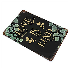 JPKIROZR retro Bible Verse Art Love Is Kind Eucalyptus tin sign metal poster wall plaque decoration bar cafe home garage cave club garden plant wall art minimalist decor, white-style-2, 11.8'x7.9'