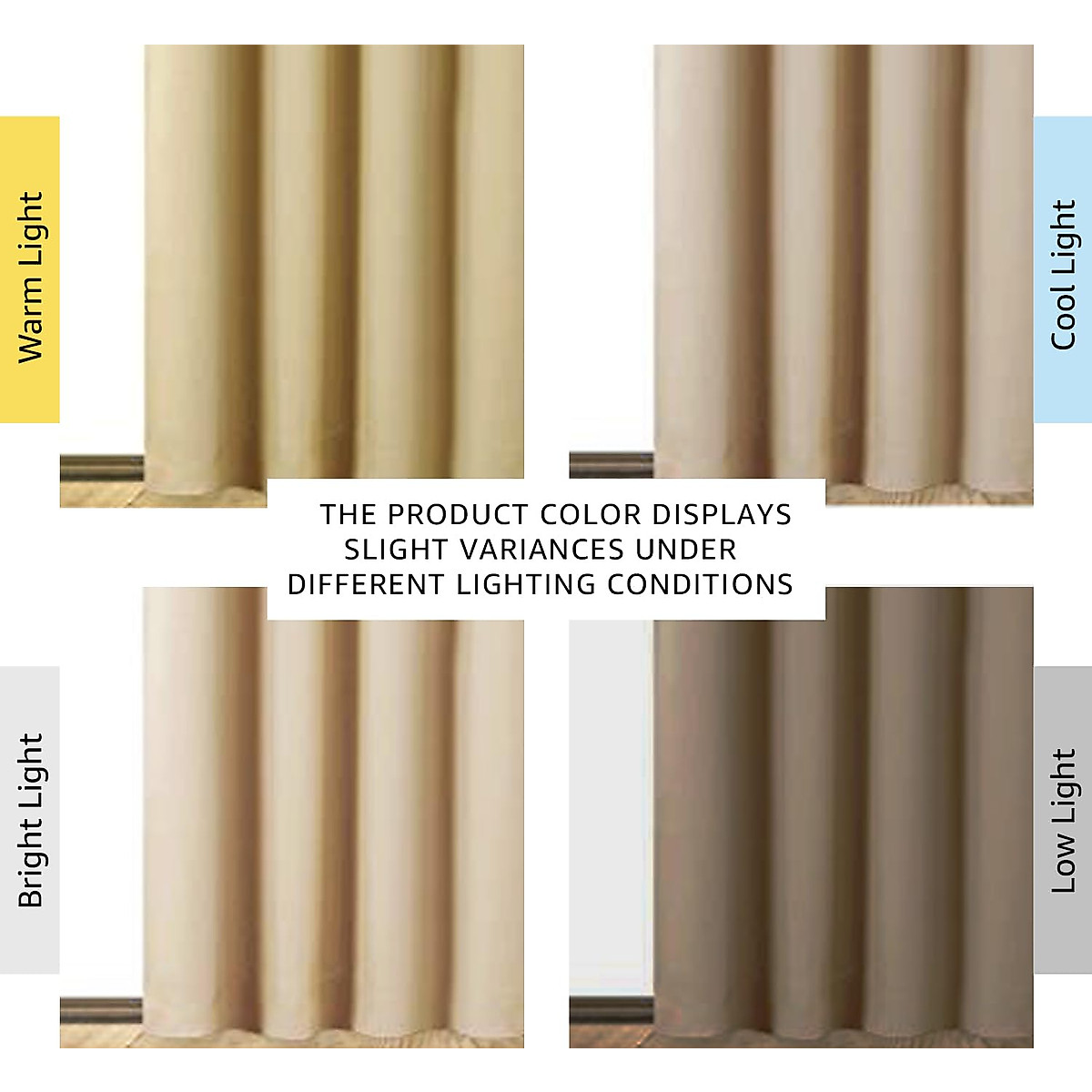 NICETOWN Living Room Completely Shaded Draperies, Privacy Protection & Noise Reducing Ring Top Drapes, Black Lined Insulated Window Treatment Curtain Panels(Biscotti Beige, 2 Pieces, W52 x L84)