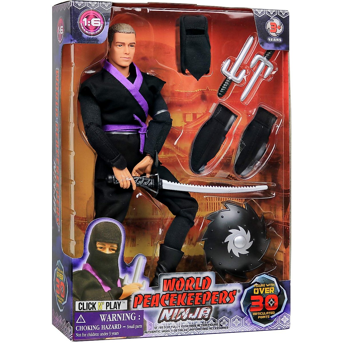 Click N' Play 12" Inch Ninja Action Figures Play Set With Accessories - Click N Play Military