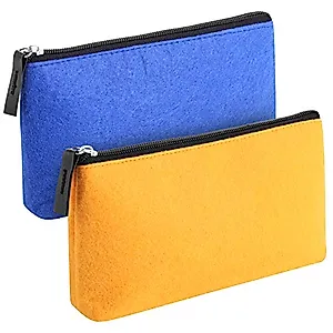 Mr. Pen- Pencil Case, Pencil Pouch, 2 Pack, Yellow and Blue, Felt Fabric Pencil Case, Pen Bag, Pencil pouch Small, Pen Case, School Supplies, Pencil Case, Pencil Bags, Pencil Pouches with Zipper