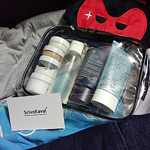 ScivoKaval Clear Carry-On Travel Toiletry Bag TSA 3 1 1 Airline Quart Bag 1 Quart Sized with Zipper for Men and Women 1 Pack