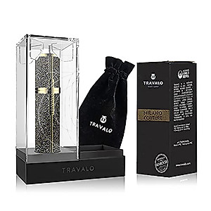 Travalo Couture Swarovski Perfume Atomizer - Elegant Metal Travel Atomiser TSA Flight Approved Portable Mini Refillable Empty spray Bottle Glass-free Leak proof Scent Pump Case - Dorado 0.17 oz / 5ml