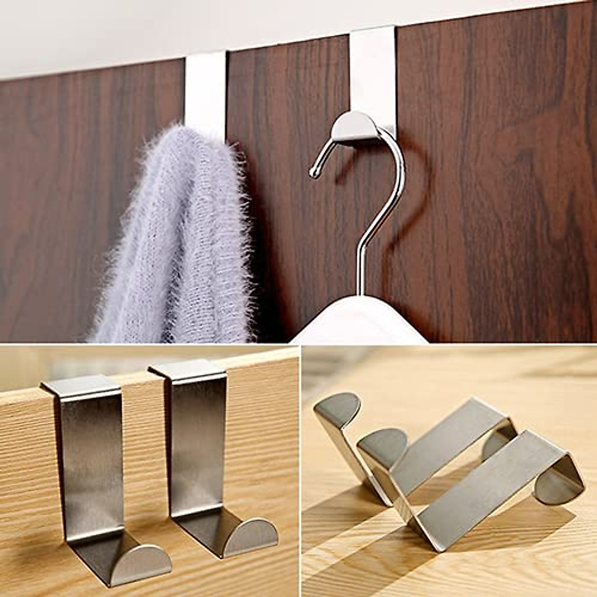 Vermon 2Pcs Multi-Use Potty and Utility Hook, Hooks for Hanging to Hang Over Toilet Tank Or Door, High Durability Space-Saving Metal Storage Hook, Punch Free Towel Clothes Storage Hooks 2pcs