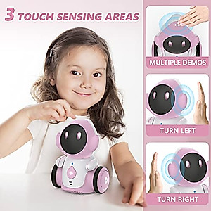 GILOBABY Robot Toys, Rechargeable Smart Talking Robot for Kids, Intelligent Robot with Voice Controlled Touch Sensor, Singing, Dancing, Recording, Repeat, Birthday Gifts for Girls Ages 6+ Years (Pink)