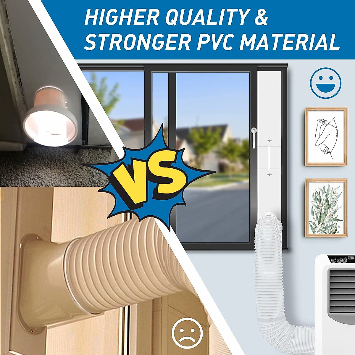 ZOOI 5.1"/5.9" Diameter Portable Air Conditioner Window Kit, Sliding AC Vent Kit for Exhaust Hose,20"-55" Length Universal Window Seal Kit, Adjustable AC Kit PVC Seal for Sliding Window