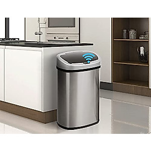 13 Gallon Trash Can Kitchen Trash Can, Motion Sensor Trash Can 13 Gallon Tall Kitchen Waste Bins Trash Bins, Kitchen Garbage Can 13 Gallon Automatic Trash Can with Lid Stainless Steel Trash Cans