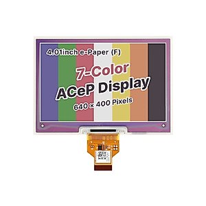waveshare 4.01inch Colorful E-Paper E-Ink Raw Display Compatible with Raspberry Pi 4B/3B+/3B/2B/B+/A+/Zero/Zero W/WH/Zero 2W Series Boards 640×400 Pixels ACeP 7-Color Without PCB