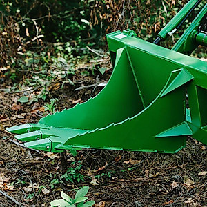 Titan Attachments USA Made Green Extreme Duty Stump Bucket Tree Spade Scoop Digger, Fits John Deere Hook and Pin