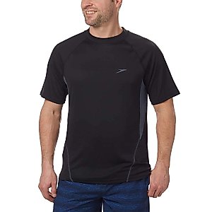 Speedo Men's Fitness UV Protection Rashguard Swim Shirt (Black, XX-Large)