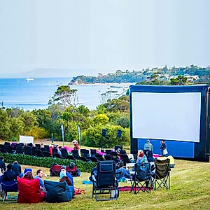 GYUEM 20 feet Inflatable Portable Projector Movie Screen - Huge Air-Blown Cinema Projection Screen Package with Rope, Blower,Tent Stakes - Front & Rear Projection,for Outdoor Party Backyard Pool Fun