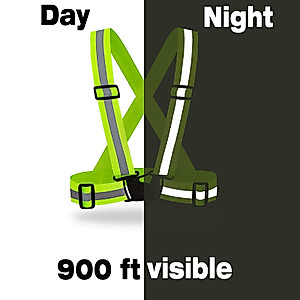 DUSKCOVE 2 Pack Hi Vis Safety Vests - Adjustable Bright Neon Color High Visibility Reflective Safety Straps Gear for Traffic Control, Running, Cycling