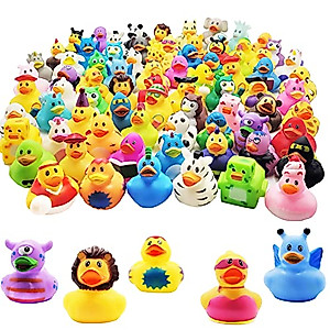 Assorted Rubber Ducks Toy Duckies for Kids and Toddlers, Bath Birthday Baby Showers Classroom, Summer Beach and Pool Activity, 2" Inches (25-Pack)