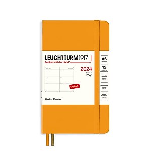 LEUCHTTURM1917 - Weekly Planner 2024 with extra booklet, Pocket (A6) Softcover, Rising Sun (Jan 1 - Dec 31, 2024)
