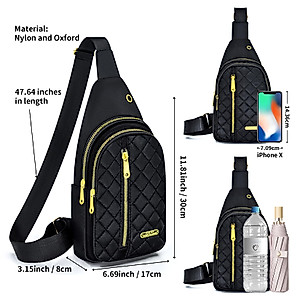 Aisijimo Small Sling Bag For Women Men Casual Crossbody Sling Backpack (Black)