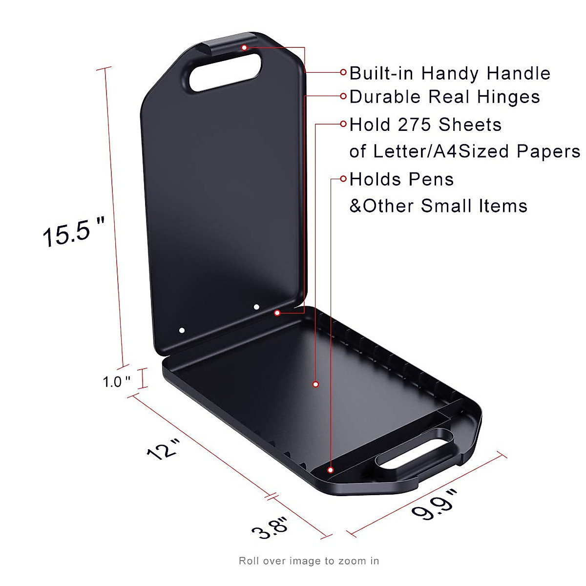 Sunnyclip Storage Clipboard with Handle, Plastic Compartment Hold 200 Letter Sized Paper,Heavy Duty Sturdier Smooth Writing Portable Paperwork Office Classorm Supply for Coache, Contractor