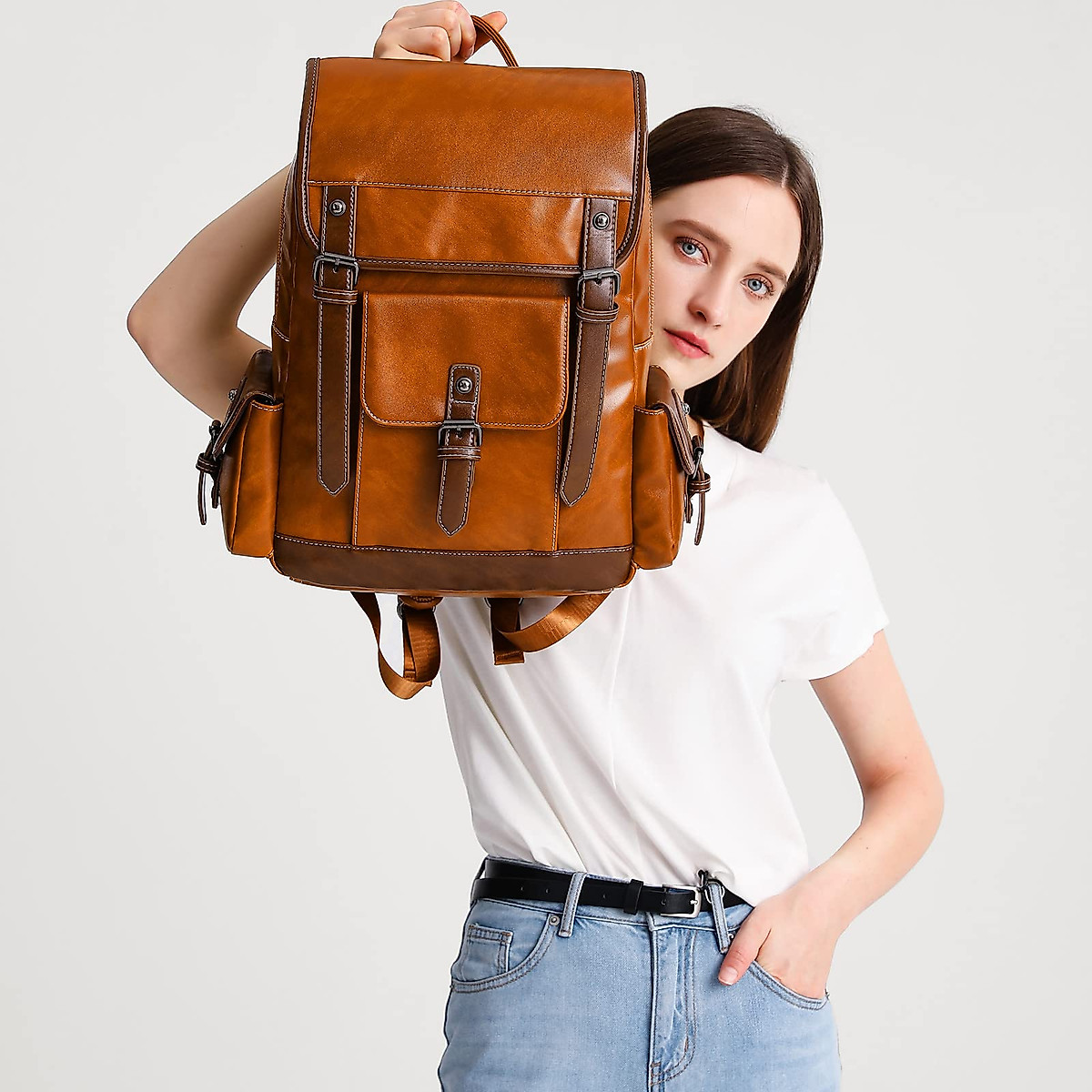 Women's Fashion Designer Backpack,Vegan Leather Backpacks For Work Travel College,Unisex Shoulder Daypack (brown-2218)