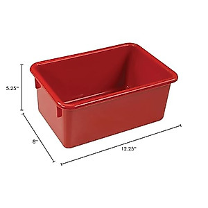 Kaplan Early Learning Vibrant Colored Storage Bin - Set of 5 - 5.25" x 12.25" x 8" - Red