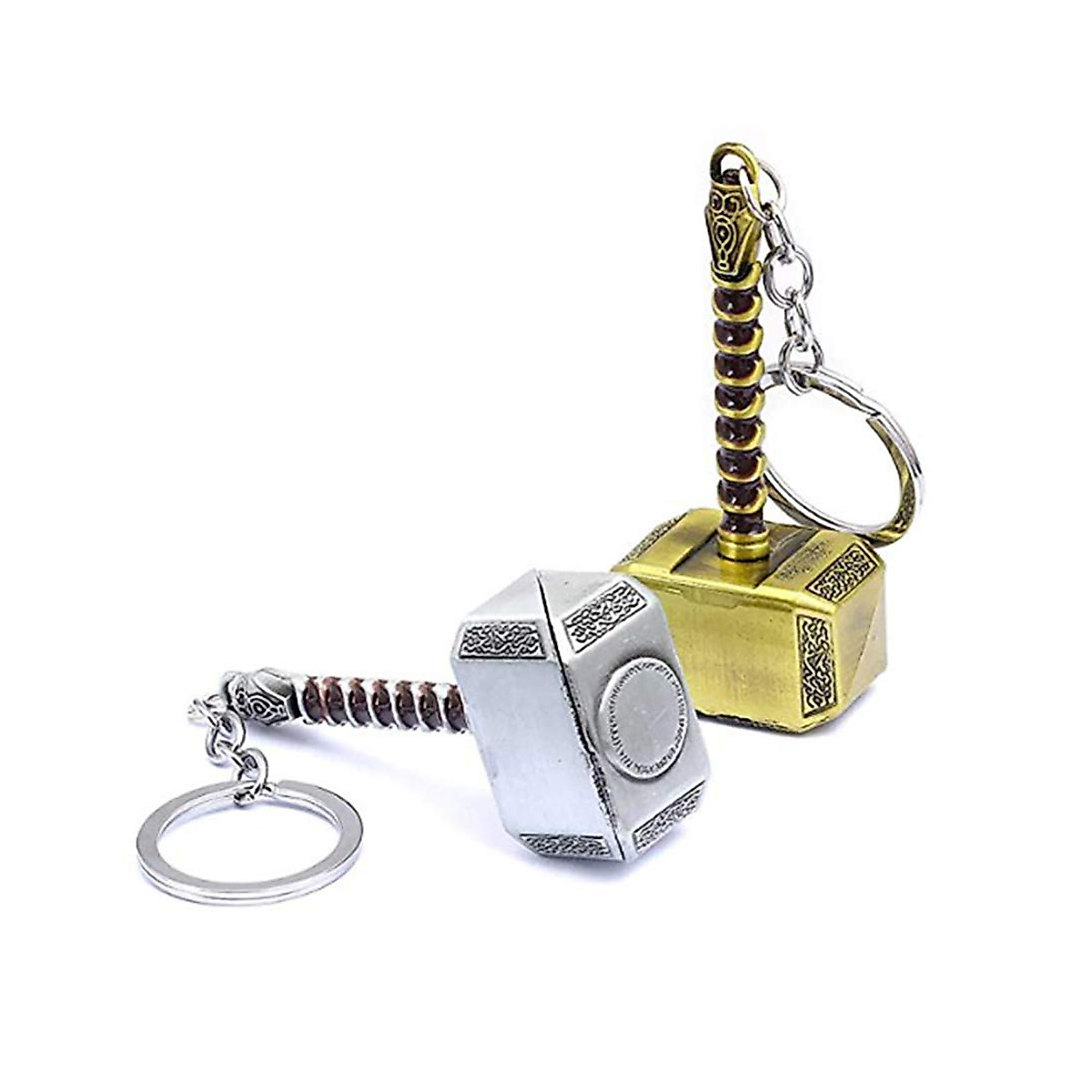 Nidavellir 2-Pack Hammer Keychain Bottle Opener, Beer Gifts Bottle Opener for Men, Husband, Dad, Grandpa, Boyfriend (Silver & Bronze)