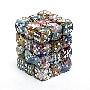 Chessex Dice d6 Sets: Festive Carousel with White - 12mm Six Sided Die (36) Block of Dice