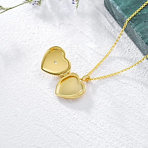 SOULMEET 18K Plated Gold Cross Birthstone April Simulated Crystal Locket Necklace That Holds 1 Picture Photo Locket Gift (Locket only)