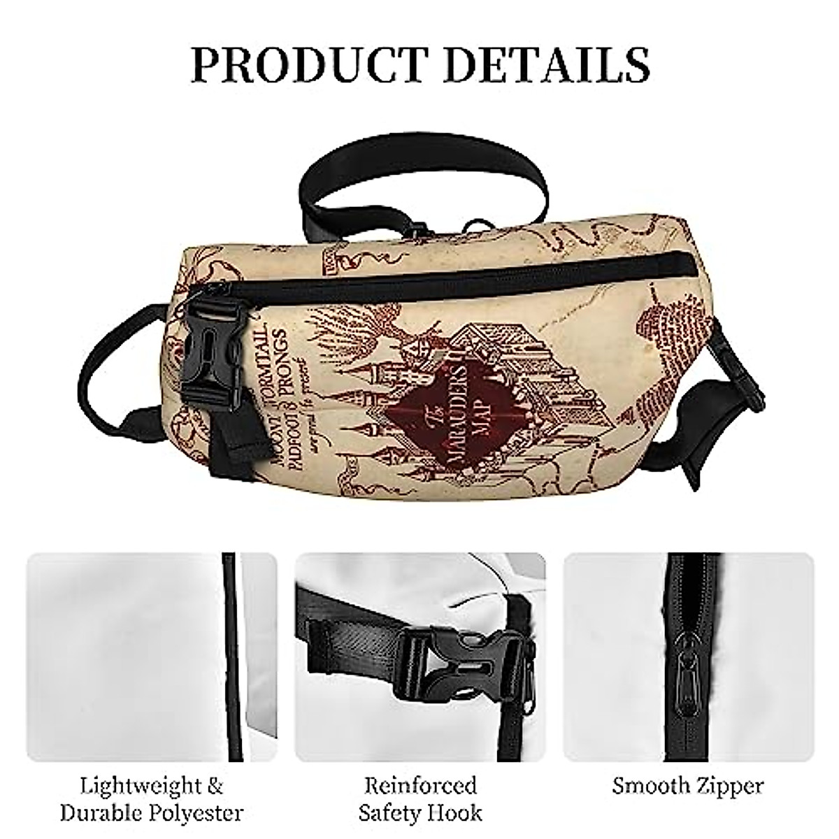 DRLAS Beige map Sling bag for Men Women Casual Crossbody Backpack Shoulder Bag Chest Bag Daypack for Outdoor Hiking Sports