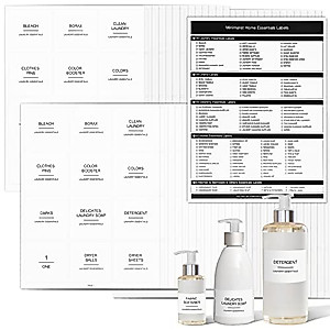 264 Minimalist Home Laundry Labels, HOLENGS Bathroom Containers Organizing Labels, Waterproof Preprinted Organization Stickers for Shampoo Hand Soap Storage Bins Jars