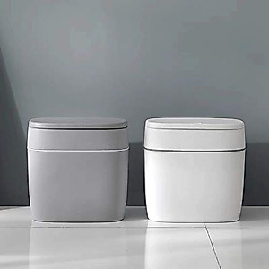 CY craft Plastic Trash Can with Lid,10L/2.6 Gallon Garbage Can,Modern Grey Waste Basket Thin Trash Cans for Bathroom,Living Room,Office,Kitchen and Narrow Spaces