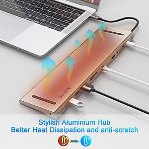 11 in 1 Aluminum USB C Hub, AUCAS Type C Hub Adapterr with ethernet USB-C PD (40 Gbps), 4K HDMI, USB-C Data, SD/Micro Card Reader, USB 3.0-Compatible with 2020/2018 MacBook Air, MacBook Pro (Gray)