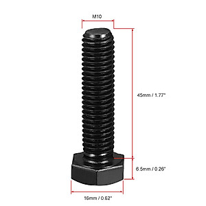 uxcell M10x45mm Hex Head Screw Bolts Fastener Grade 8.8 Carbon Steel Black 8pcs