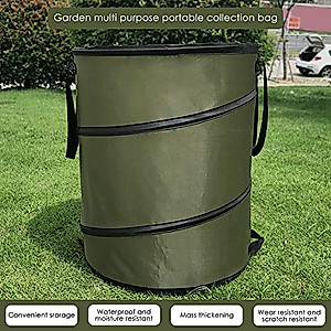 Pop-Up Trash Can for Camping, 30 Gallon Collapsible Trash Can, Reusable Garbage Leaf Bag Outdoor Yard Waste Basket Bin (Green) (2)
