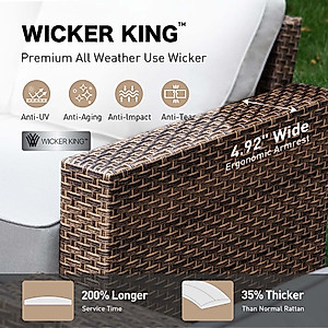 SUNSHINE VALLEY Swivel Glider 4 Piece Patio Furniture Set with Swivel Chairs, Patio Set with 4.92" Extra Wide Armrest, Wicker Patio Furniture with 26.3" Deep Seating and 5.5" Thick Cushions, Grey